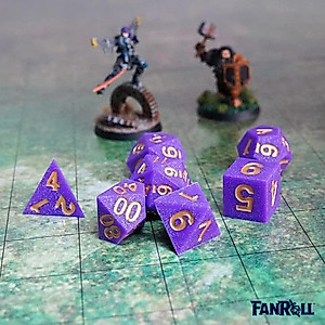 FanRoll 16mm Sharp Edge Silicone Rubber Poly DND Dice Set: Regal Ricochet, Role Playing Game Dice for Dungeons and Dragons