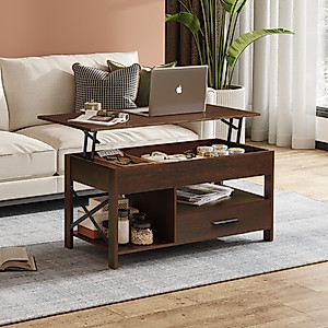 WLIVE Coffee Table, 39" Lift Top Coffee Table with Hidden Compartment and Sorage Drawers for Living Room,Espresso