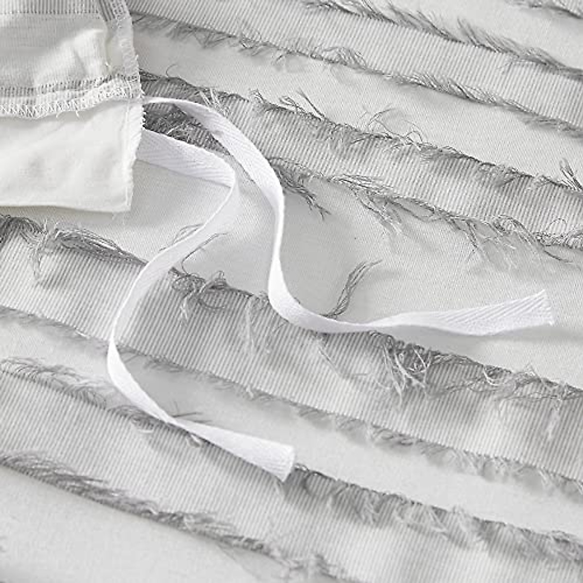 Urban Habitat Avery 100% Cotton Clipped Jacquard Duvet Casual Stripe Design, All Season Comforter Cover Modern Bedding Set with Matching Sham, Decorative Pillow, Full/Queen, Grey 5 Piece