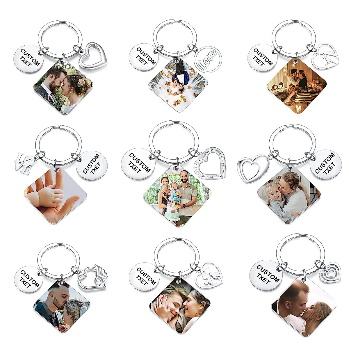 JUMEIHUI Custom Keychain for Boyfriend Personalized Photo Keychain,Calendar Keychain,Wedding Date Keychain,Love,Couple