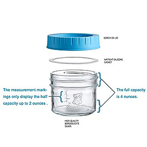 PandaEar (12 Pack) Glass Baby Food Storage Jars | 4 oz Reusable Small Containers Freezer Storage with Airtight Lids Leak Proof | Microwave & Dishwasher Safe | Infants Kids Babies