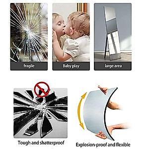 Plexiglass Acrylic Soft Mirror Non-Glass shatterproof Mirror Full Length Mirror Wall Mirror Frameless Home Fitness Mirror (4PCS) 12inch12inch(16)