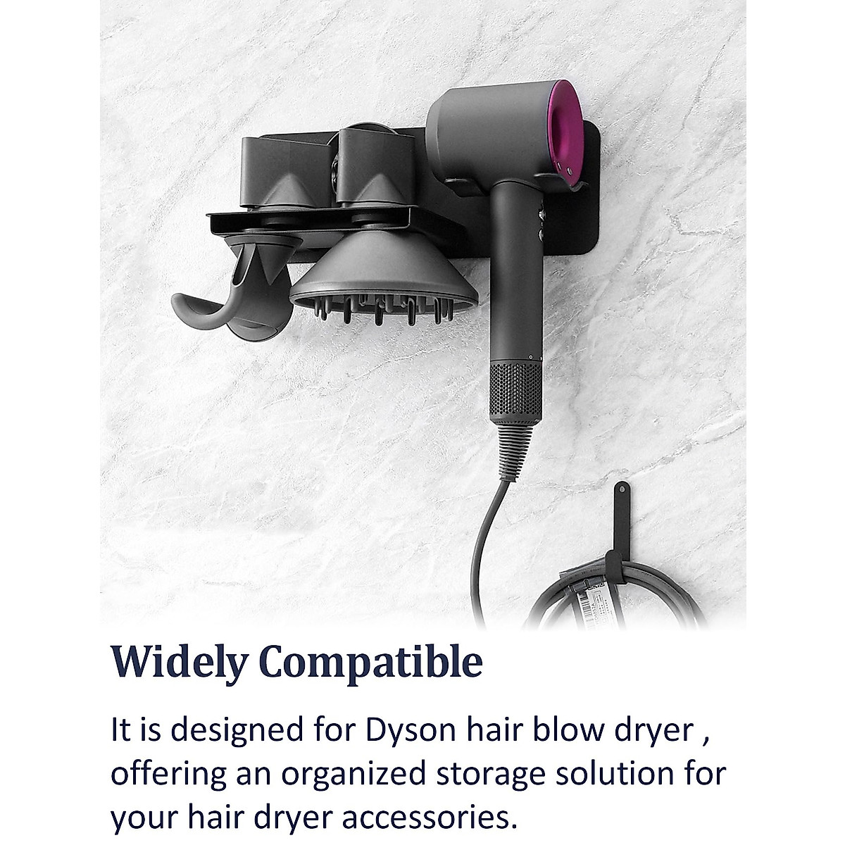 Hair Dryer Holder for Dyson Supersonic Airwrap Hair Dryer, Metal Blow Dryer Stand for Bathroom and Salon, Wall Mount Attachments Storage