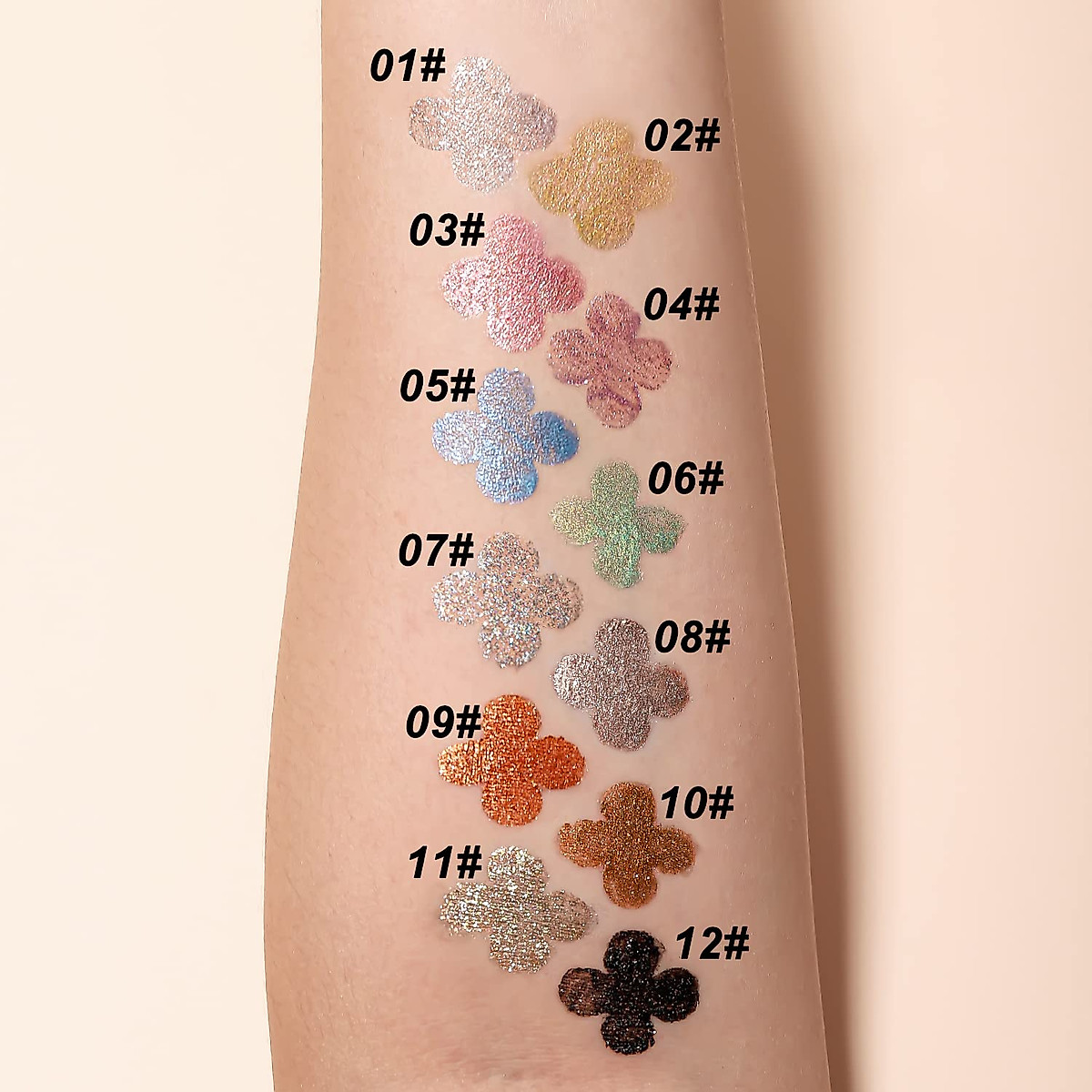 YOUNG VISION Liquid Glitter Eyeshadow, Metallic & Shimmer & Glow Shades,Quick-Drying, Waterproof, Non-sticky,0.17 Fl Oz