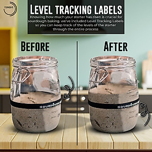 TEROIT Sourdough Starter Kit, Sourdough Bread Baking Supplies - 2PCS Sourdough Starter Jar, Bread Lame, Bread Whisk, Dough Scraper, Air Tight Lid - Delightful Gift for Home Cooks