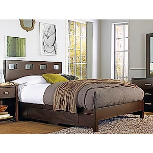 Modus Furniture Solid Wood 2-Side Storage Bed, California King, Riva - Chocolate Brown