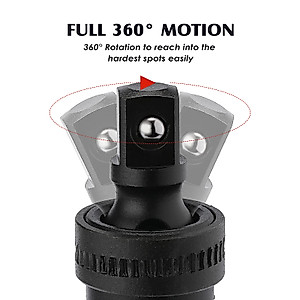 MIXPOWER 36-Piece 1/2-Inch Drive Deep Impact Socket Master Set with 10-inch Quick-release Ratchet Handle & Accessories, 3/8" - 1-1/4", 10-32MM, Deep, SAE&Metric, CR-V Steel