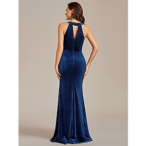 Ever-Pretty Women's Slit Sleeveless High Waist Mermaid Bodycon Wedding Guest Dress Navy Blue US10