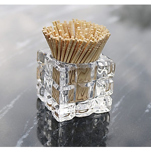 HillSpring Toothpick Holder, Decorative Glass Toothpick Jar with 200 Bamboo Toothpicks