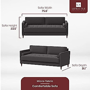 Lifestyle Solutions Lexington Sofas, 75.6" W x 31.1" D x 33.5" H, Heather Grey