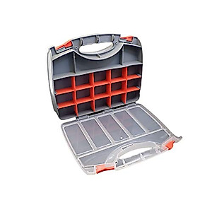 Deluxe Double Sided Storage Organizer Carrying Case with 36 Compartments - Used as a Tacklebox/Tool box/Craft Sorter. Holds Fasteners/Screws/Fishing/Tackle/Tools/Crafts/Beads/Electronics/Components