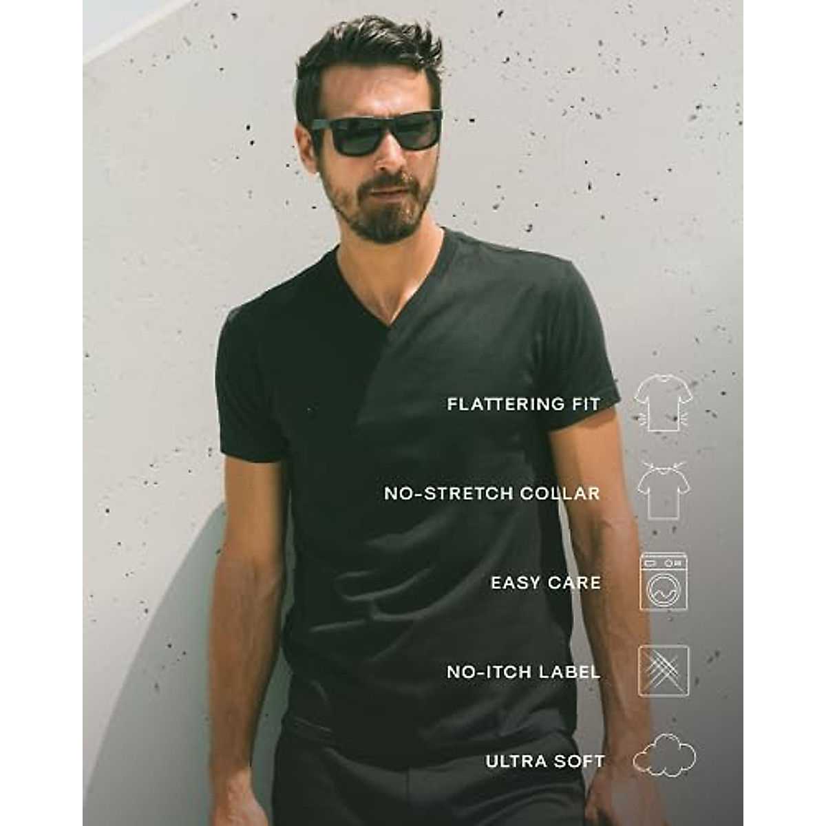 True Classic V Neck Mens T Shirt, Premium Fitted Soft Men's T-Shirts White