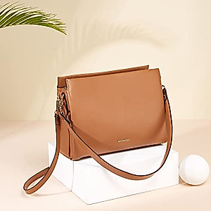 BOSTANTEN Women’s Shoulder Handbags Leather Designer Purses Crossbody Bags with Triple Compartment