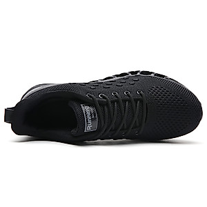 Sneakers for Women Running Shoes All Black Size 8 Lace up Athletic Tennis Walking Shoe Runner Gym Workout Jogging Sneaker