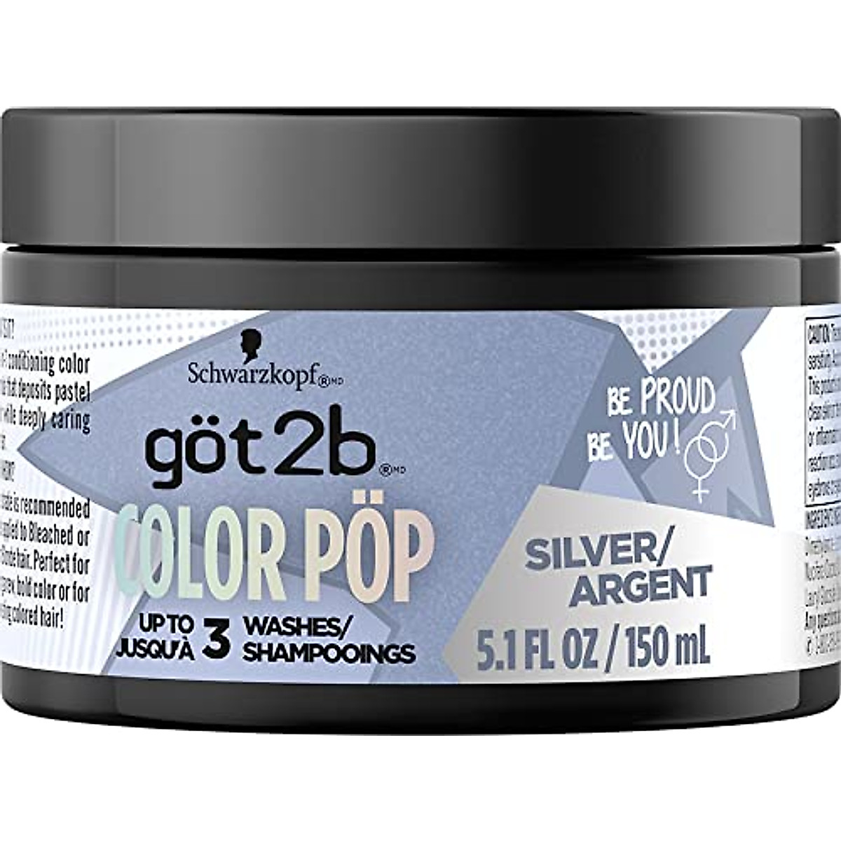 Got2b Color Pop Semi-Permanent Hair Color Mask, Silver, 5.1 oz