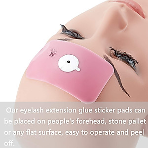 Mudder 900 Pcs 1 Inch Disposable Eyelash Glue Holder and 2 Pcs Reusable Eyelash Pad Stand, Pallet Eyelash Extension Glue Sticker Pads Set for Makeup Tool Supply