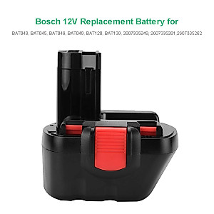 Shentec 3.5Ah 12V Replacement Battery Compatible with Bosch BAT043 BAT045 BAT046 BAT049 BAT120 BAT139 2607335249 2607335261,Ni-MH Battery Pack