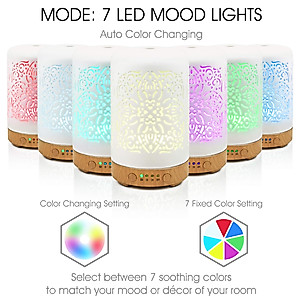 Earnest Living Essential Oil Diffuser White Ceramic Diffuser 100 ml Timers Night Lights and Auto Off Function Home Office Humidifier Ultrasonic Aromatherapy Diffusers for Essential Oils