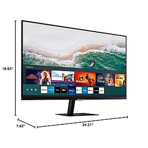 SAMSUNG 27-inch M5 Smart Monitor with Mobile Connectivity, FHD, Remote Access, Office 365 (LS27AM500NNXZA), Black (Renewed)