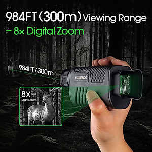 Night Vision Monocular Digital Infrared Monocular Telescope for 100% Darkness with 8X Zoom 2000mAh Rechargeable Battery Upgrade Tripod 32 GB SD Card & Card Reader, for Adult Hunting Camping Green