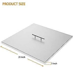 AJinTeby Fire Pit Lid Fits 18” Square Burner Pan, 21" x 21" Stainless Steel Fire Pit Burner Cover, Fire Pit Cover Rectangular Burner Pan