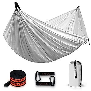 Camping Hammock by ROCKWORKX USA Single & Double Portable Multi-Use as Sunshade/Weather Shade/Tent Cover for Compact Travel Indoor & Outdoor (Multiple Colors)