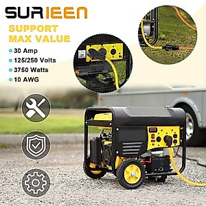 SURIEEN NEMA TT-30P to L14-30R Adapter Cord, 30 Amp 3 Prong to 4 Prong Generator Plug Adapter, Generator Transfer Switch Adapter Cord, RV Generator Plug to Inlet Box, STW 10 AWG, 1.5FT