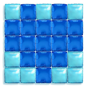 25pcs 19'' Blue Wall Balloon Light Blue Double Sided Square Aluminum Foil Balloons for Birthday Party Anniversary Celebration Graduation Bachelorette Party Bar Mitzvah Party Decoration Supplies