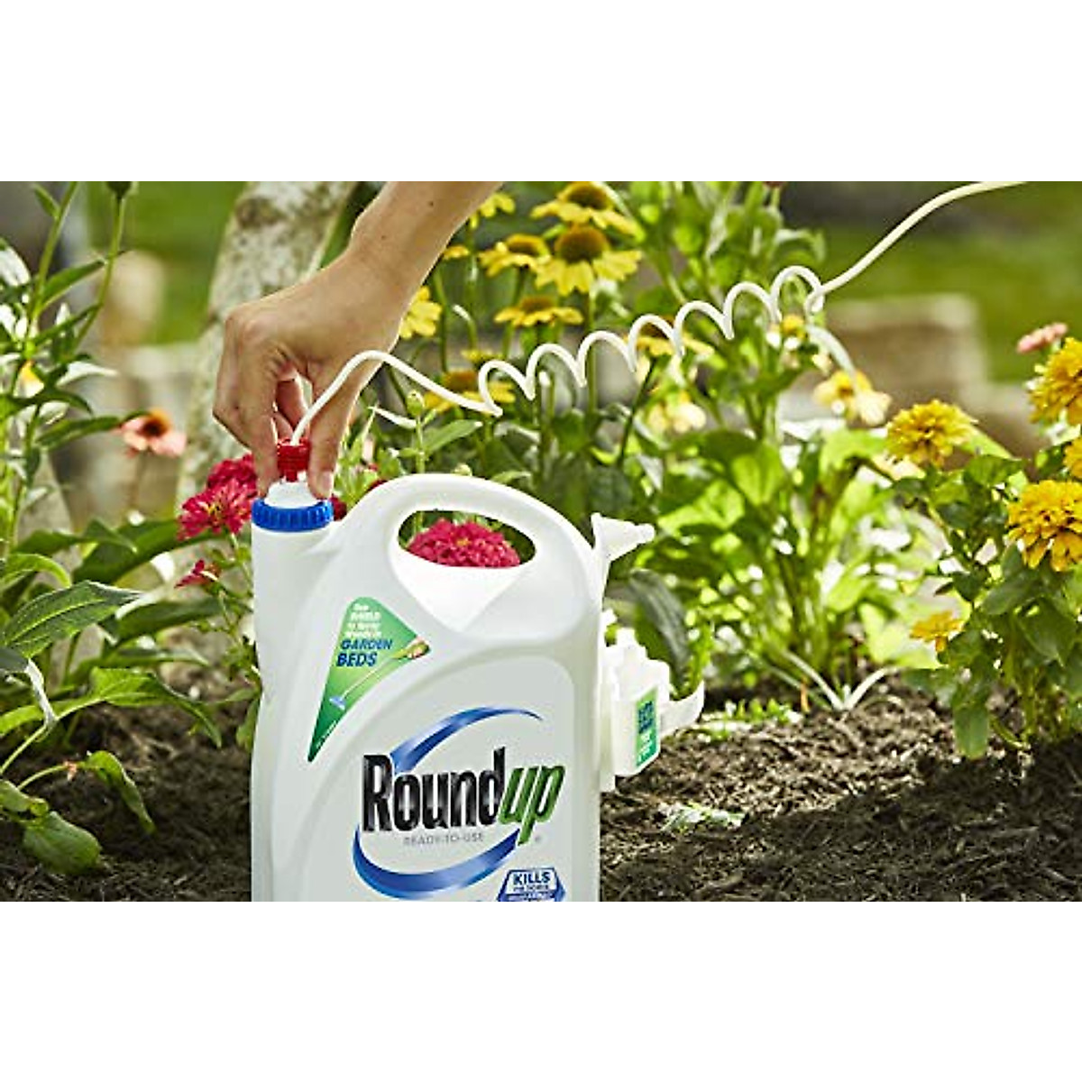 Roundup Ready-To-Use Weed & Grass Killer III -- with Sure Shot Wand, Use in & Around Vegetable Gardens, Tree Rings, Flower Beds, Patios & More, Kills to the Root, 1.33 gal.