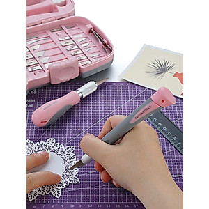 FantastiCAR Craft Knife Precision Cutter Hobby Knife Blades Set (30pcs) for Art Work, Scrapbooking, Stencil, Architecture Modeling, Wood Leather Working (Pink)