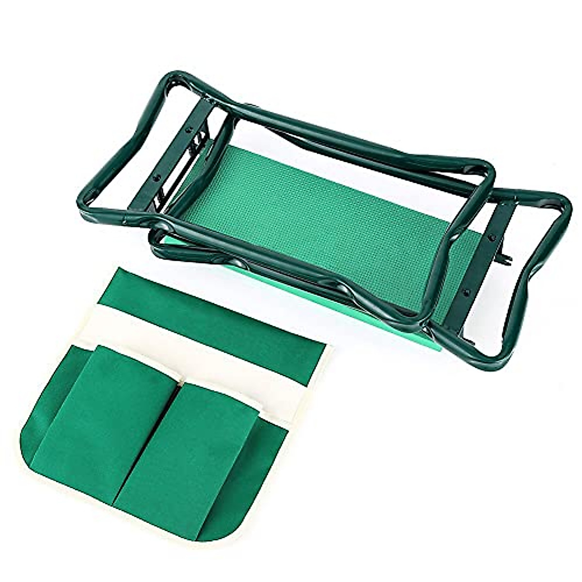 INMTIE 2-in-1 Garden Kneeler and Seat Gardening Chair Protects Your Kneesb Foldable Garden Bench Garden Stools Bench Comes with A Free Tool Pouch EVA Foam Pad (Green)