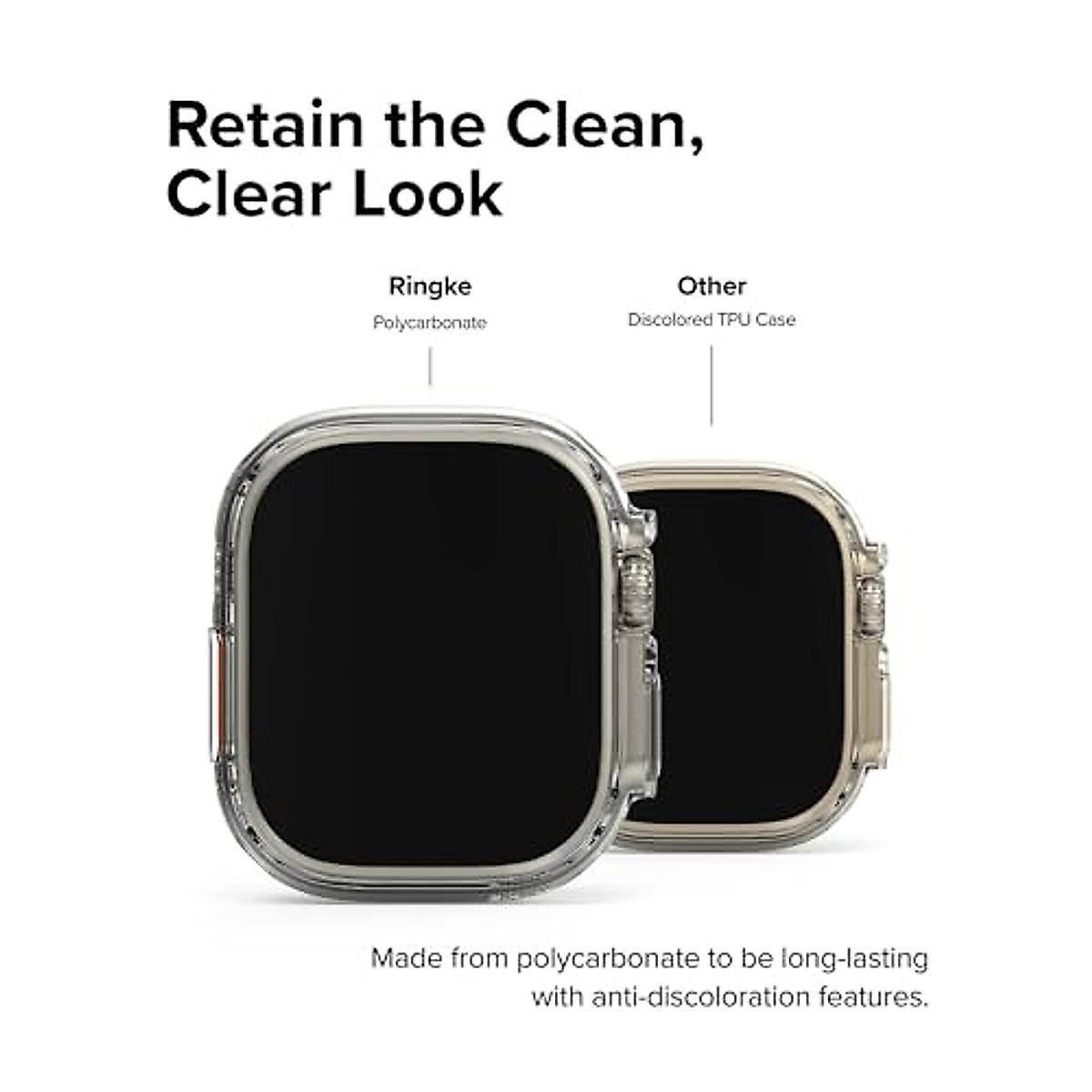 Ringke Slim [No More Discoloration / 2 Pack] Compatible with Apple Watch Ultra 2 Case and Designed for Apple Watch Ultra Case, Solid Transparent Cover + Extra Color - Clear + Titanium Gray