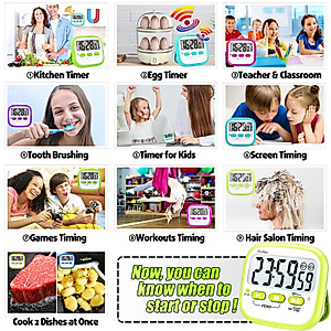 Antonki 2 Pack Timer, Classroom Timer for Kids, Timer for Teacher, Kitchen Timers, Digital Timer for Cooking, Egg Timer, Magnetic Countdown Timer for Exercise, Study, Oven - Battery Included
