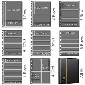 MUDOR Empty Premium PU Classic Binder, 4 Ring Binder Albums Stockbook for Stamps, Documents, Coins, Bank Notes(Black)