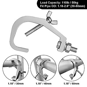 10PCS Eyeshot Truss Clamp Stage Lights Clamp 1.18-2 Inch, Perfect fit for 30-50mm OD Tube/Pipe, Heavy Duty 110lb Premium Aluminum Alloy Stage Lighting C Clamp for DJ Lighting Par Lights Spot Lights