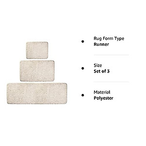 mDesign Non-Slip Microfiber Polyester Rectangular Spa Mat/Bath Rugs, Plush Heathered Water Absorbent Accent Rug for Bathroom Vanity, Bathtub/Shower, Machine Washable, Set of 3 - Linen/Tan