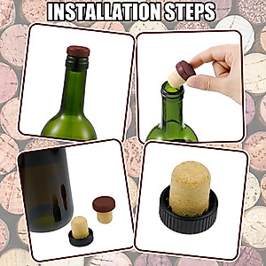 24 Pieces Cork Plugs Cork Stoppers Tasting Corks T-Shape Wine Corks with Plastic Top Wooden Wine Bottle Stopper Bottle Plugs Replacement Corks for Wine Beer Bottle, Glass Bottles (Black, Brown, Gold)