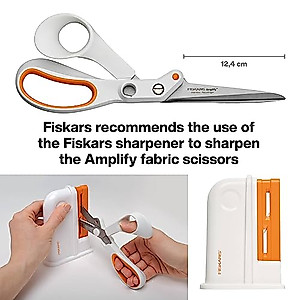 Fiskars Razor Edge All Purpose Scissors, Length: 24 cm, Stainless Steel Blade/Plastic Handles, White/Orange, Amplify, 1005225