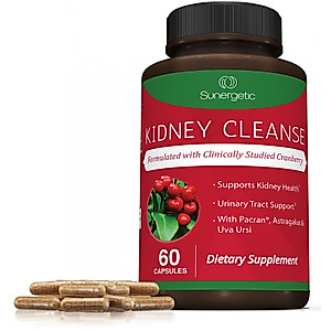 Premium Kidney Cleanse Supplement – Powerful Kidney Support Formula with Cranberry Extract Helps Support Healthy Kidneys & Urinary Tract Support– 60 Vegetarian Capsules