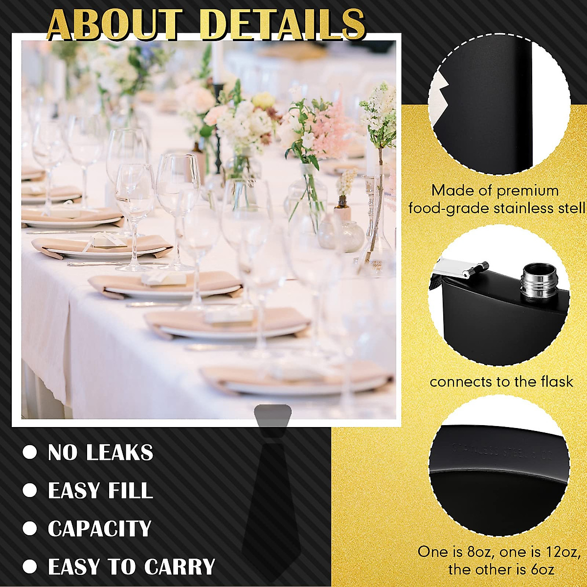 32 Pcs Groomsmen Gifts Set 8 Groomsmen Gift Proposal Bags 8 oz Stainless Steel Tuxedo Hip Flask 8 Groomsmen Gauge Glasses with 8 Poker Card Beer Bottle Opener Cap for Wedding Bachelor Party Favors