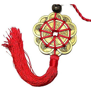 EatingBiting Red String Brass Chinese Feng Shui Coins 10 Lucky Charm Ancient Copper Ching Coins for Good Luck & Wealth Success Chinese Knot Lucky Coins Feng Shui Coins Fortune Coin