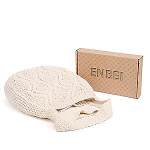 ENBEI Women's Shoulder Handbags Crochet Bags aesthetic canvas cute Shopping tote (White)