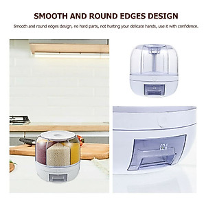 LOYALHEARTDY 6-Grid Rice Dispenser Rotating Rice Grain Dispenser Dry Grain Storage Container Tank Food Dispenser Kitchen for Grains, Rice, Beans, Coffee Beans