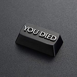 HFSECURITY You Died Design Metal Keycaps for Cherry Mx Switch Mechanical Gaming Keyboard Black Aluminum Alloy Backspace Keycaps