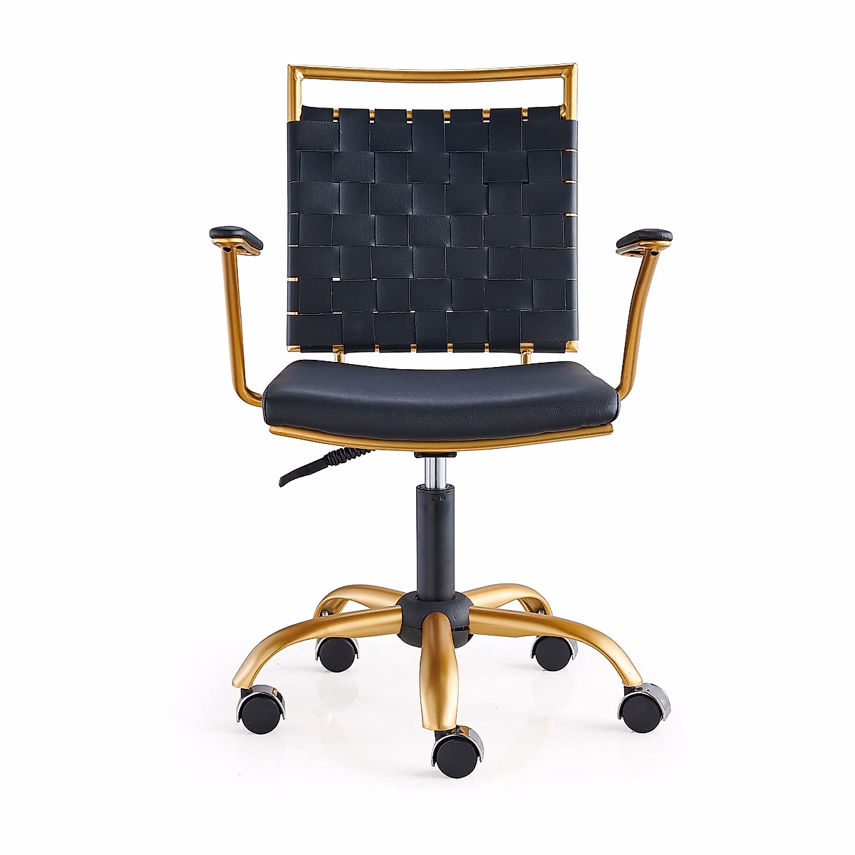 CAROCC Black Gold Office Chair Gold Home Office Desk Chair Black and Gold Desk Chair Office Chair in Black and Gold Modern Home Office Chair Gold with Lumbar Support,3013 (Gold Black)