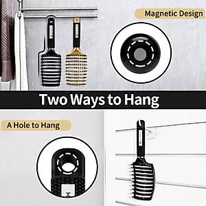 Boar Hair Brushes 2 Pack, Suitable for Men, Women & Kids’ Long Curly Wet or Dry Hair, HIPPIH Hairbrush for Thick Hair Can Adds Shine and Makes Hair Smooth