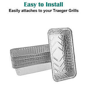 EasiBBQ Aluminum BBQ Foil Grill Drip Pans, BAC404 Grease PAN Liner for Traeger Timberline Pellet Grills, 15 Pack