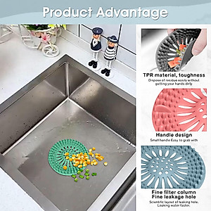 Drain Hair Catcher Durable Silicone Hair Stopper Shower Drain Covers with Iron Easy to Install and Clean Shower Drain Hair Trap Suit for Bathroom Bathtub Tub and Kitchen 5 Pack