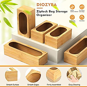 DIOZYRA Ziplock Bag Storage Organizer for Kitchen Drawer, Premium Bamboo Plastic Bag Organizer, Food Storage Bag Holders Suitable for Gallon, Quart, Sandwich and Snack Variety Size Bag