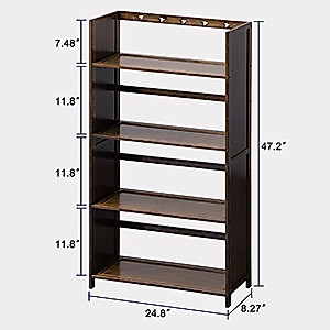 COPREE 4 Tier Bookshelf, Bamboo Book Shelves,Walnut-Colored Freestanding Book Rack Organizer Shelving Unit Storage for Living Room, Bedroom and Office